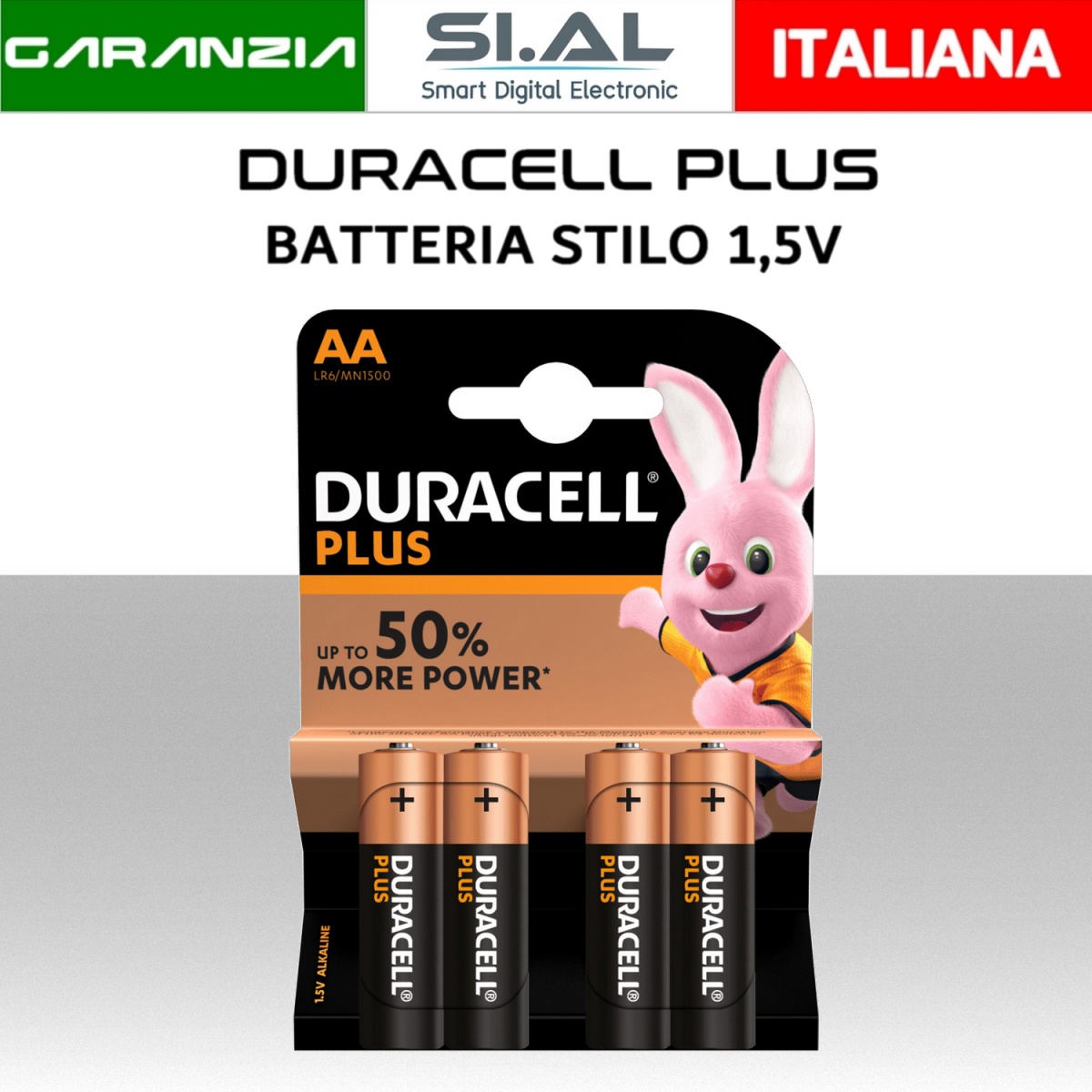 Batterie alcaline stilo Duracell Plus AA 1,5V